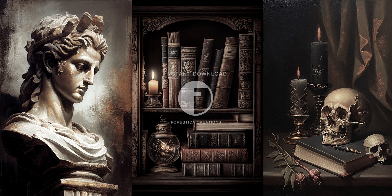 Set of 3 Dark Academia Prints Vintage Gallery Wall Set - Etsy