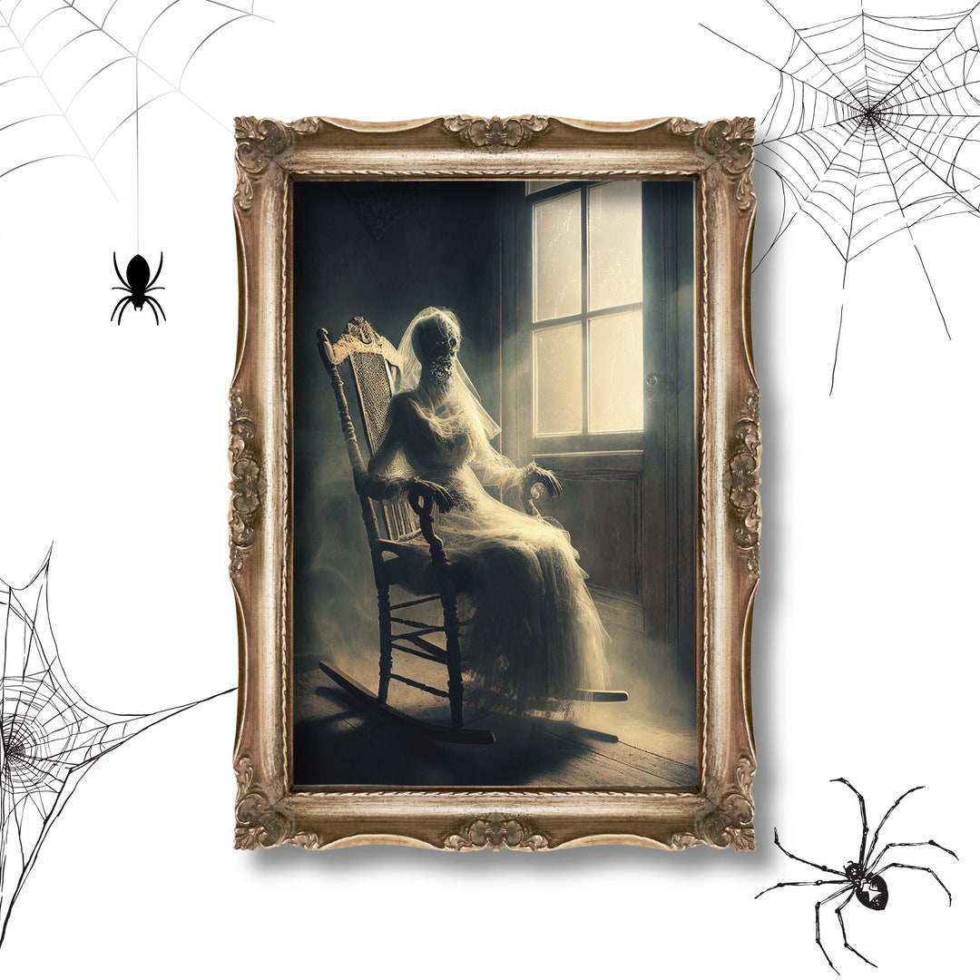Eerie Lady Spooky Ghost Wall Art Gothic Academia Printable - Etsy