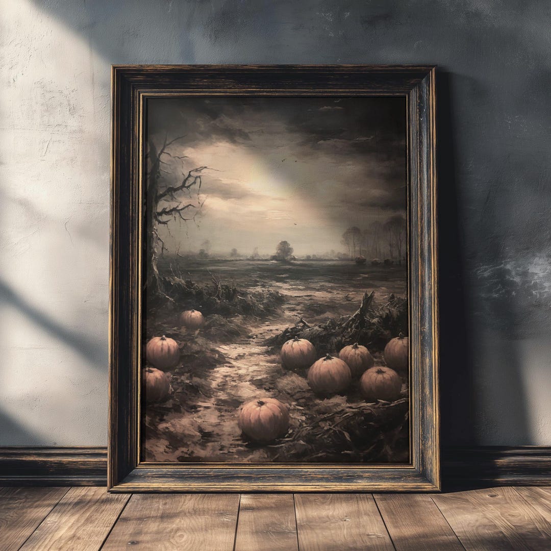 Halloween Night | Dark Moody Landscape, Fall Decor, Creepy Wall Art ...