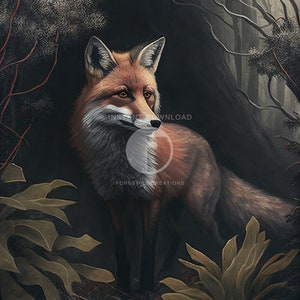 Fox | Witchy Room Decor, Dark Cottagecore Prints, Animal Wall Art ...