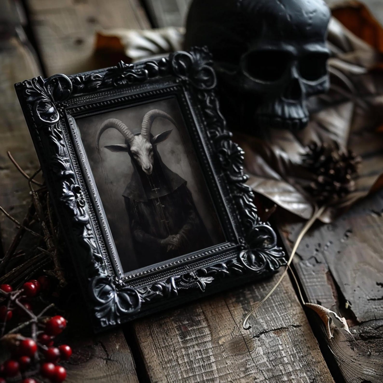 Ram Priest | Halloween Prints, Gothic Wall Art, Goth Room Decor, Dark ...