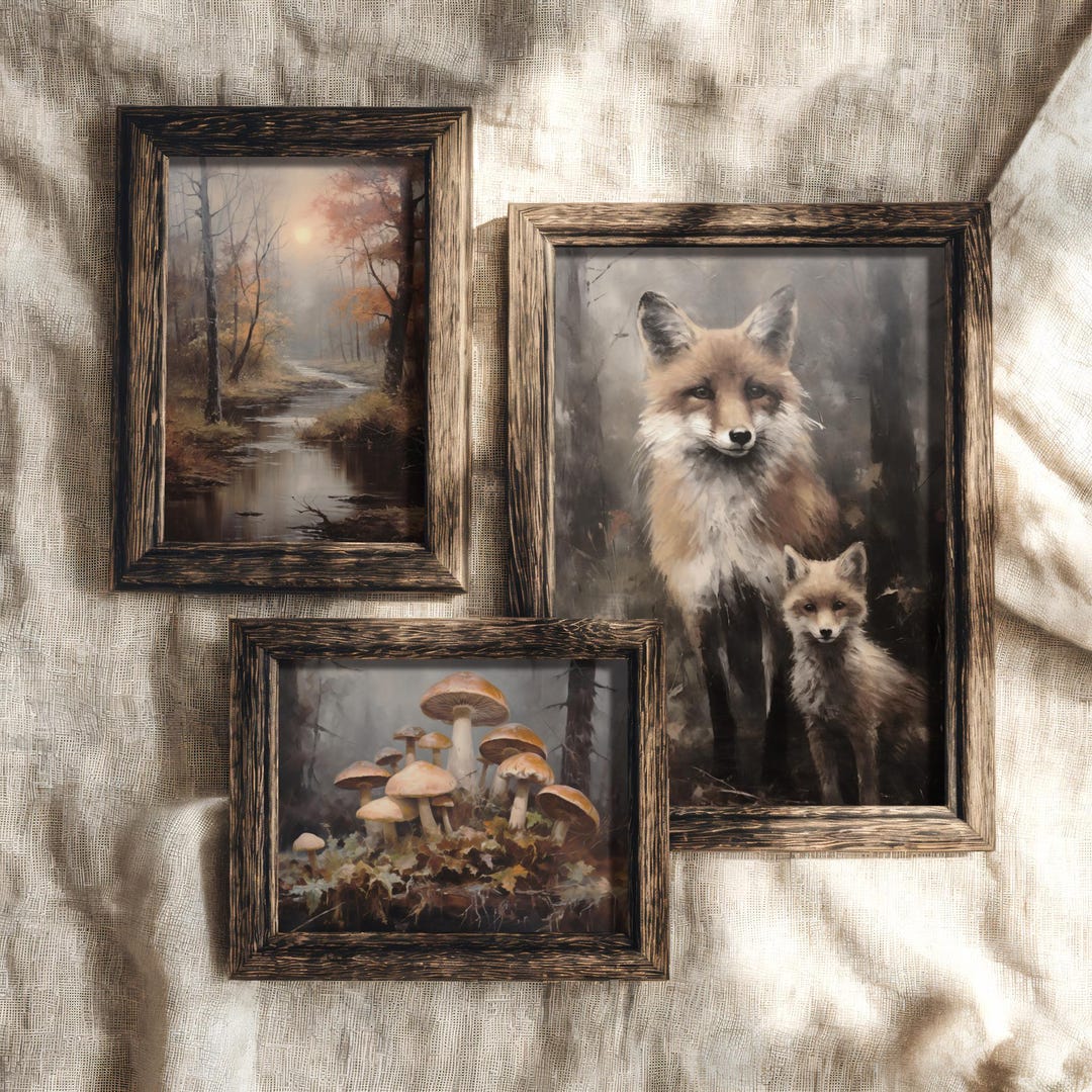 Set of 3 Fall Prints | Cottagecore Wall Art, Mushroom Decor, Botanical ...
