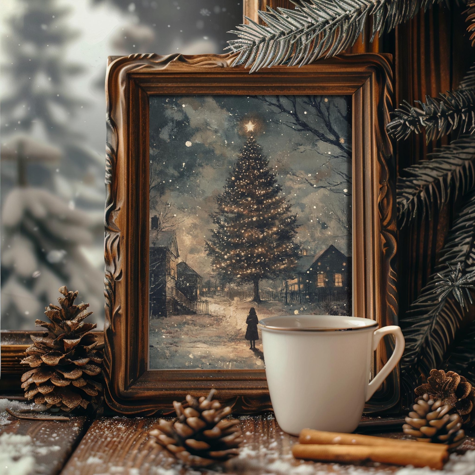 Set of 6 Christmas Night Prints | Holiday Gallery Wall Set, Santa Claus ...