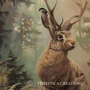 Jackalope | Mythology Folklore Print, Cottagecore Decor, Fairy Wall Art ...