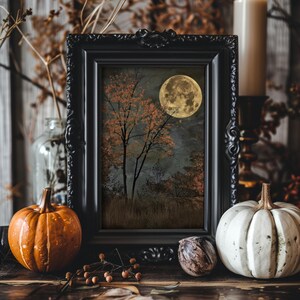 Autumn Night Halloween Printable, Dark Academia Decor, Witchy Art Print ...