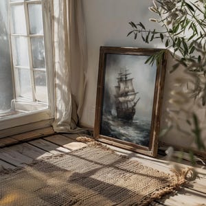 Stormy Sea Ship | Coastal & Ocean Aesthetic, Dark Academia Decor ...