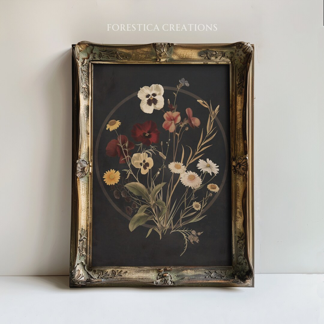 Dark Botanical Flowers | Dark Academia Decor, Vintage Floral Aesthetic ...