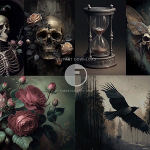 Set of 6 Gothic Prints | Vintage Goth Gallery Wall Set, Gothic Home ...