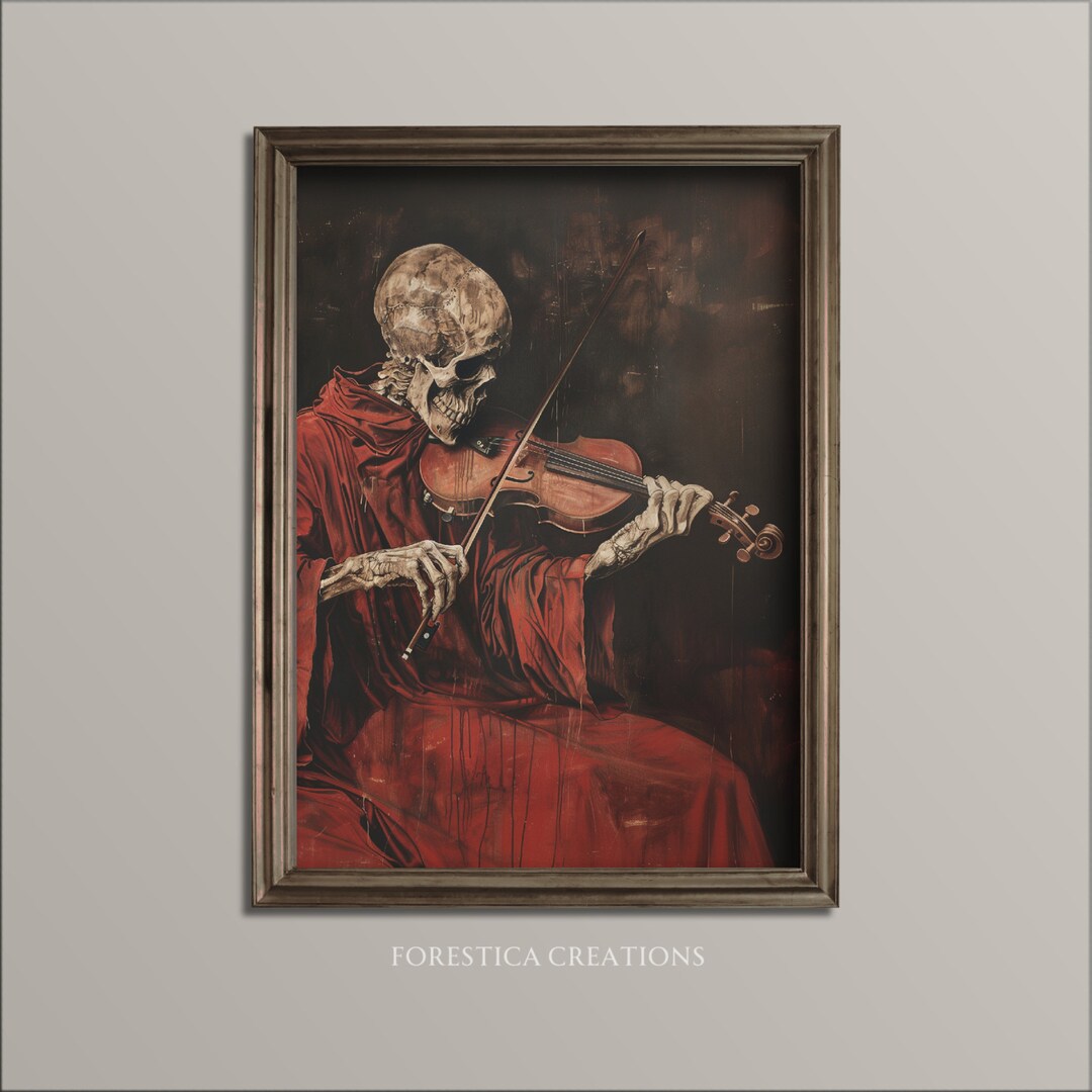 Death Playing Violin | Dark Academia Prints, Gothic Wall Art, Macabre ...