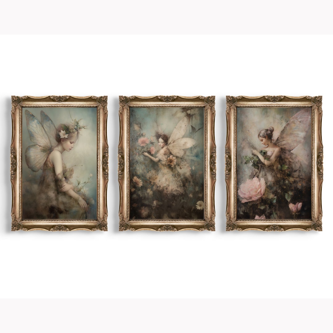 Set of 3 Flower Fairies Prints | Cottagecore Decor, Vintage Fairy Wall ...