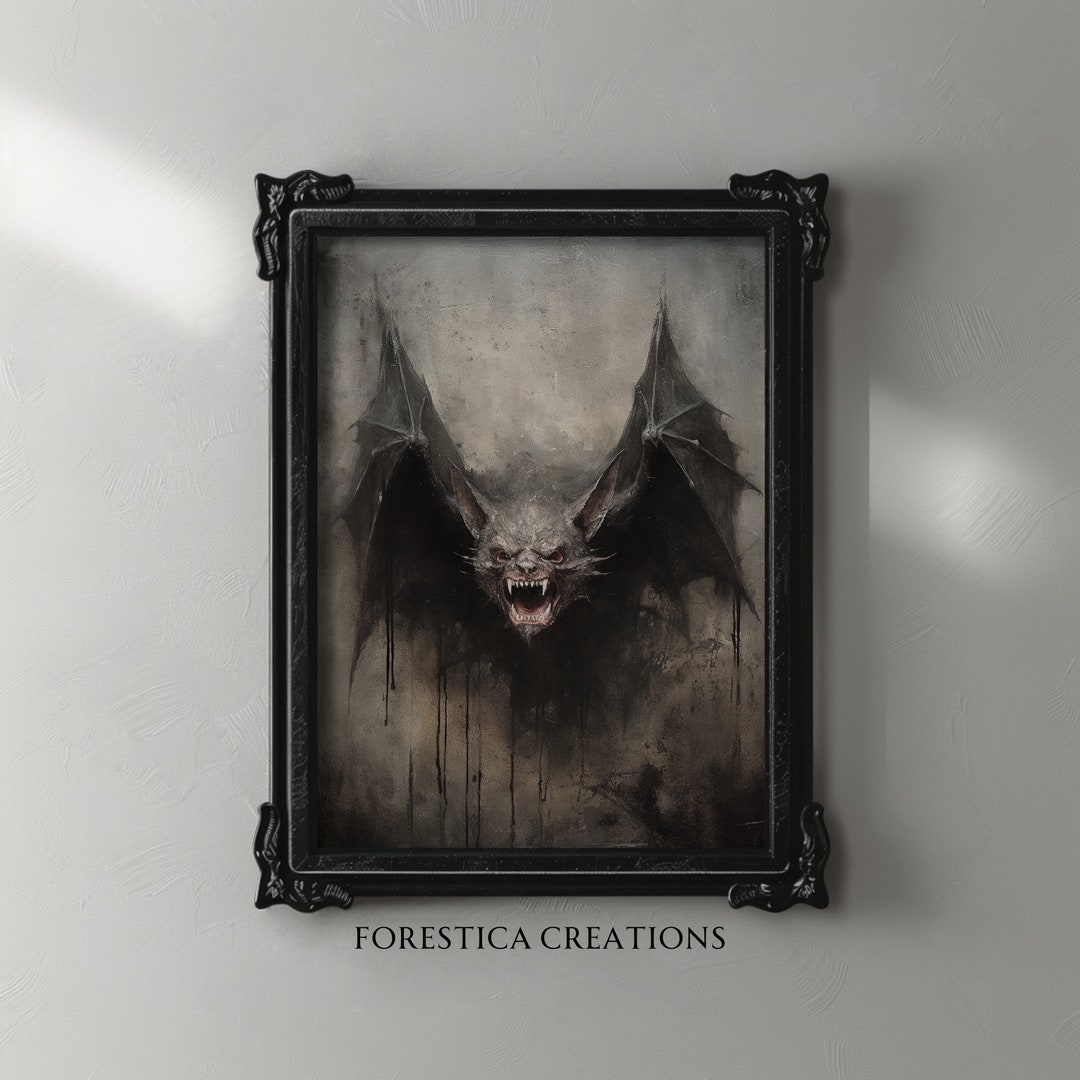Monster Bat | Halloween Prints, Goth Cottagecore, Gothic Wall Art, Dark ...