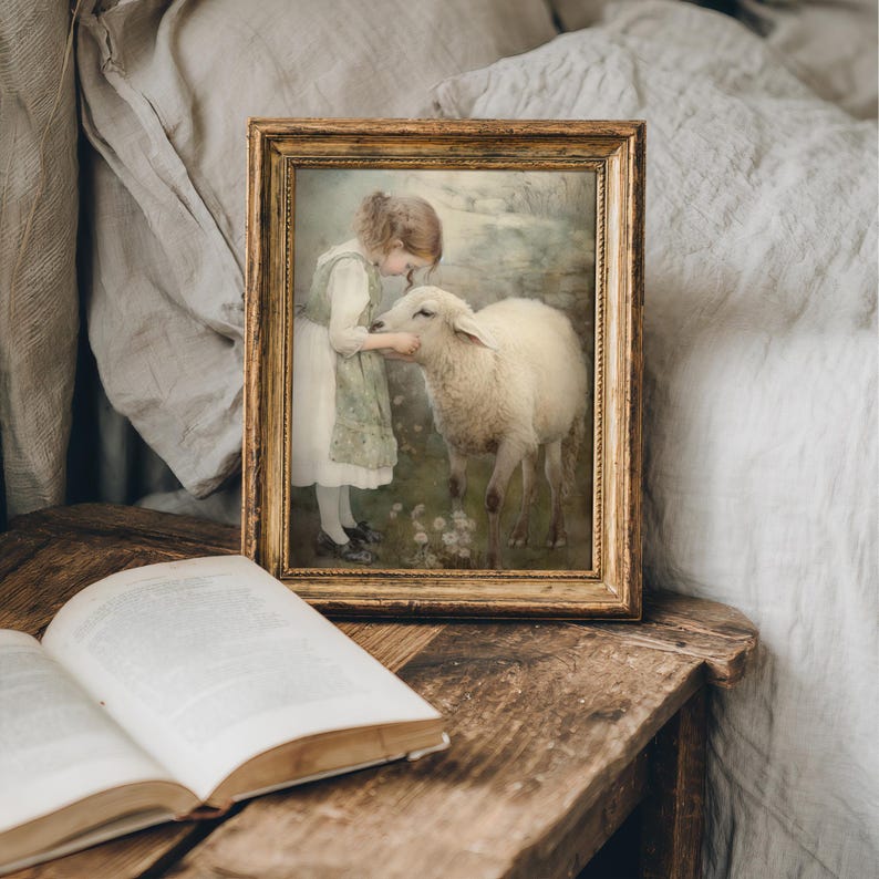 Little Shepherdess | Cottagecore Wall Art, Moody Farmhouse Art, Vintage ...