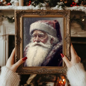 Santa Claus Portrait | Vintage Winter Oil Painting, Christmas Print ...