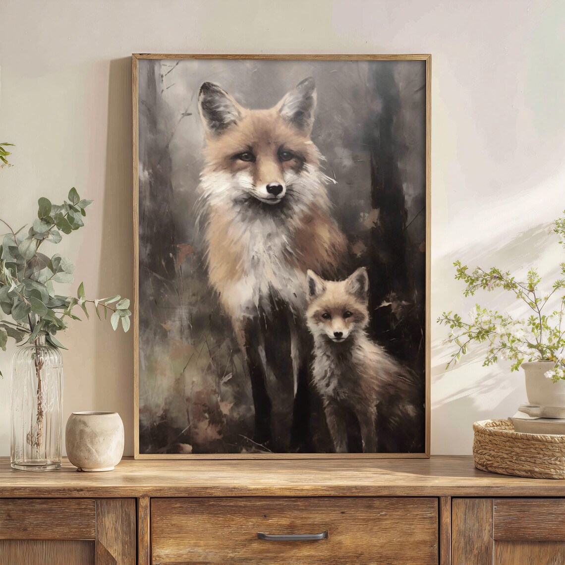 Mama Fox Print | Vintage Oil Painting Aesthetic (digital Download) - Etsy