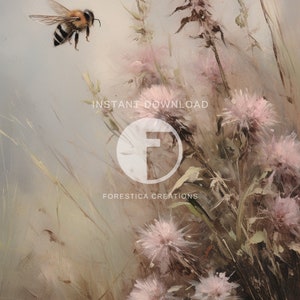 Bee | Cottagecore Prints, Floral Decor, Botanical Aesthetic, Moody ...