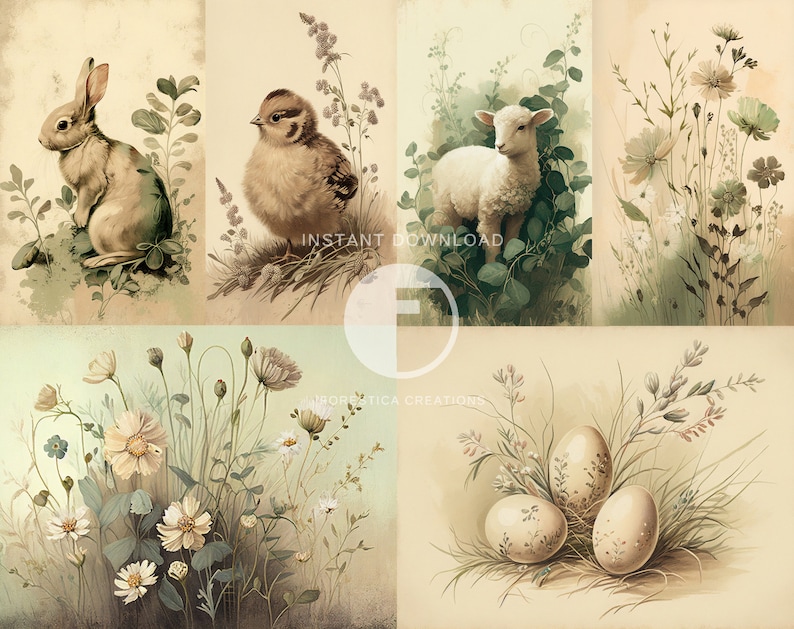 Set of 6 Vintage Easter Prints Spring Gallery Wall Set - Etsy
