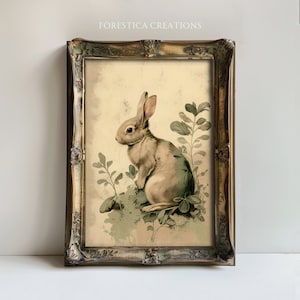 Rabbit | Cottagecore Room Decor, Vintage Easter Prints, Animal Wall Art ...