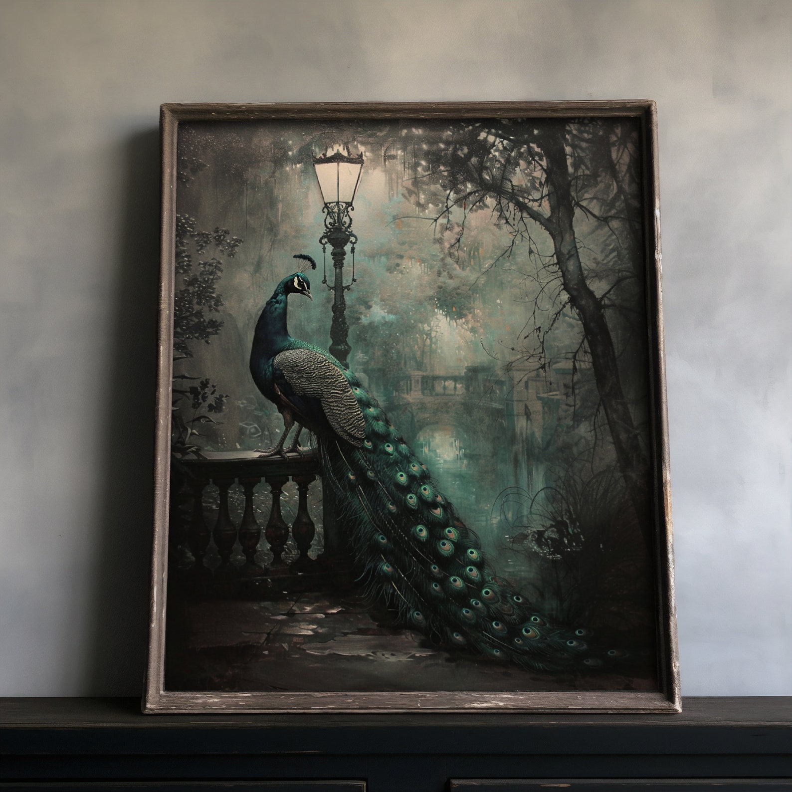 Peacock at Night | Dark Academia Decor, Goth Cottagecore Wall Art ...