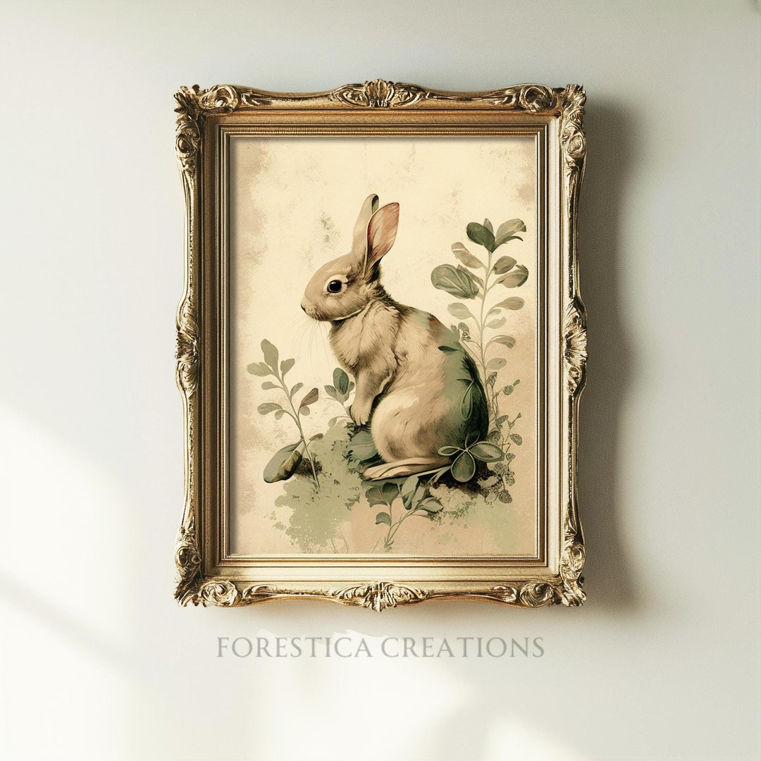Rabbit | Cottagecore Room Decor, Vintage Easter Prints, Animal Wall Art ...