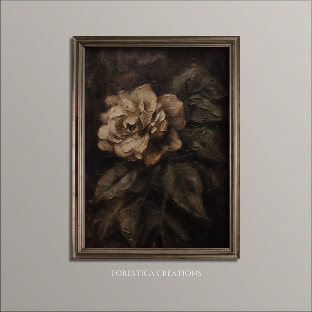 Moody Rose Dark Academia Floral Printable, Vintage Botanical Prints ...