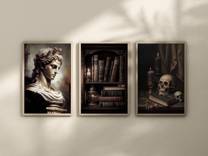 Set of 3 Dark Academia Prints Vintage Gallery Wall Set - Etsy