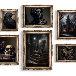 Set of 6 Dark Academia Prints | Vintage Gallery Wall Set, Gothic Home ...