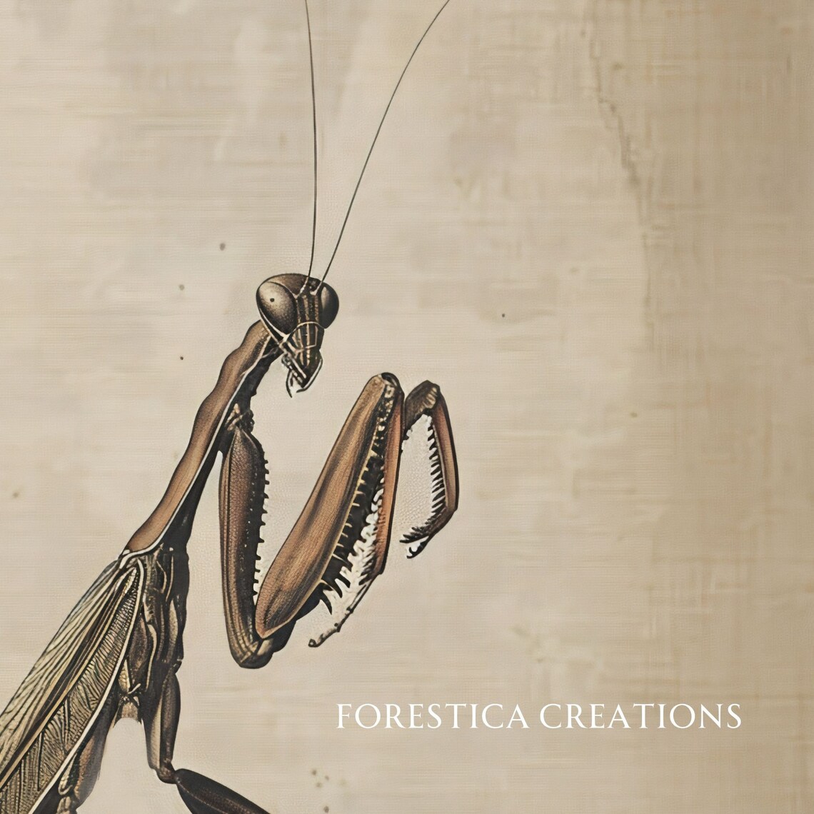 Praying Mantis | Moody Insect Printable, Dark Cottagecore Wall Art ...