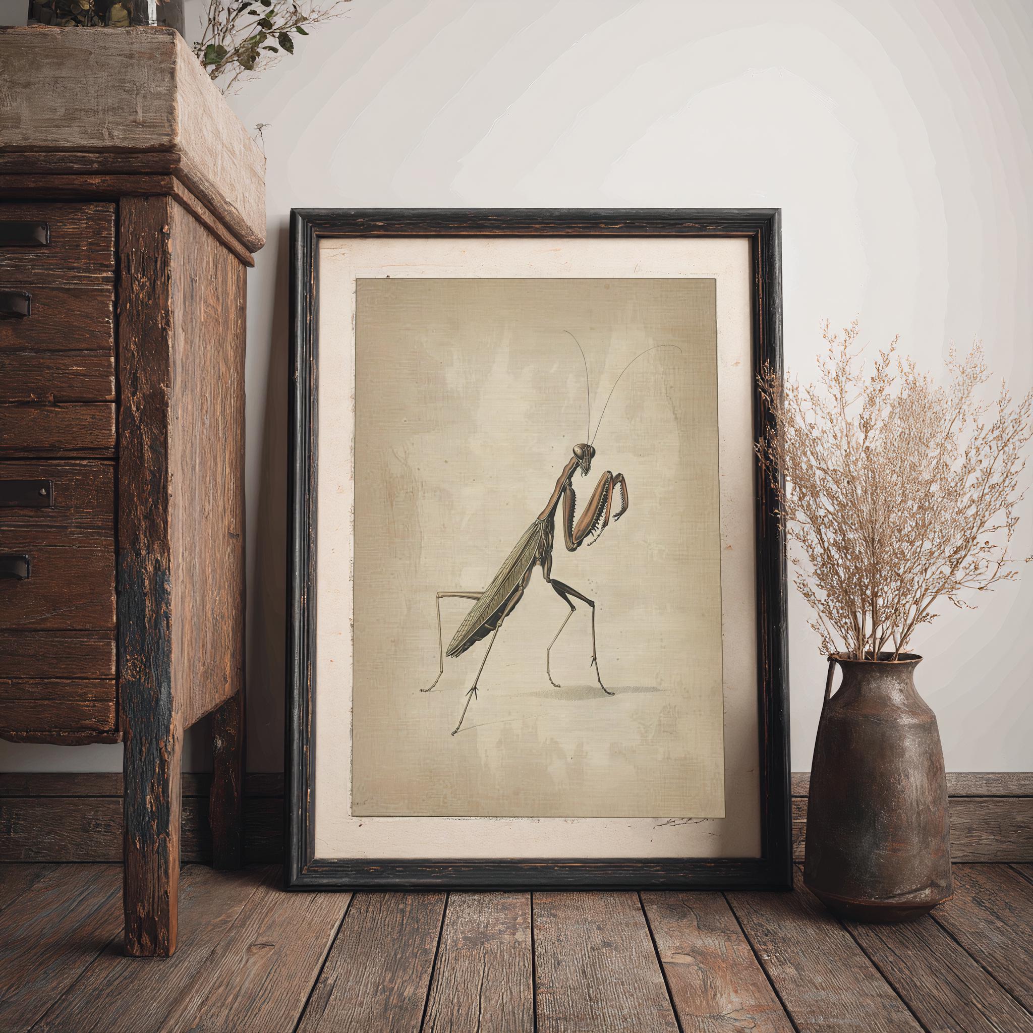 Praying Mantis | Moody Insect Printable, Dark Cottagecore Wall Art ...