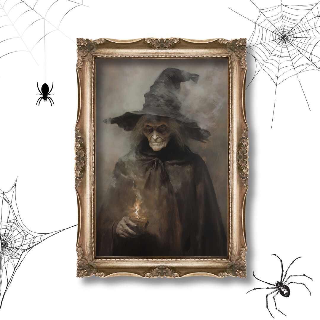 Witch Halloween Artwork Witchy Art Print Goth Home Decor - Etsy