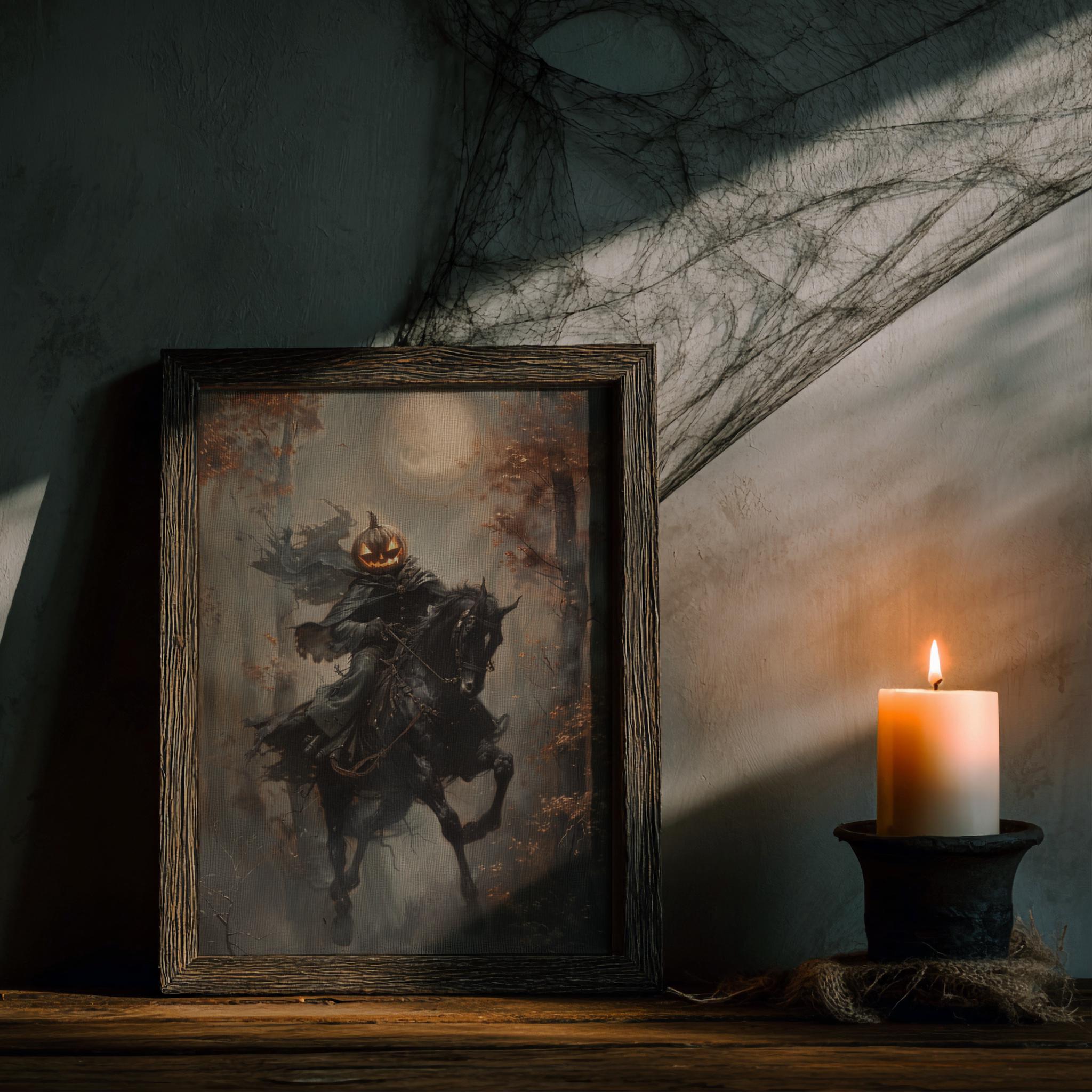 Pumpkin Rider | Dark Moody Artwork, Halloween Prints, Goth Witch Home ...