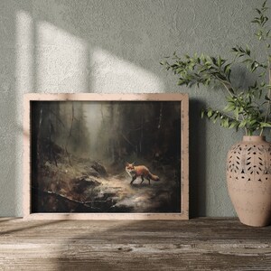 Fox in the Forest | Cottagecore Wall Art, Moody Nature Art , Dark ...
