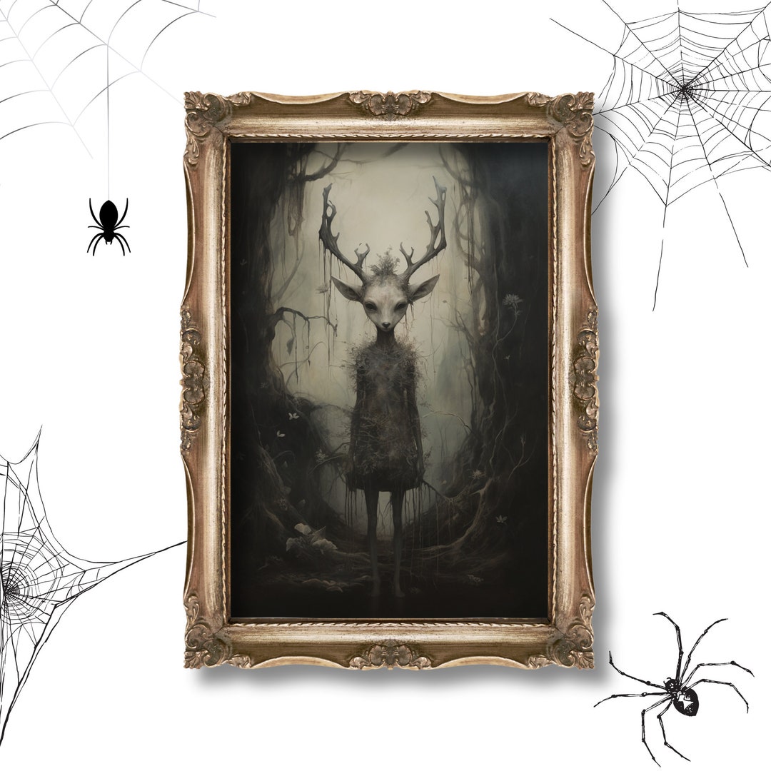 Woodland Creature Halloween Prints, Dark Cottagecore, Gothic Wall Art ...