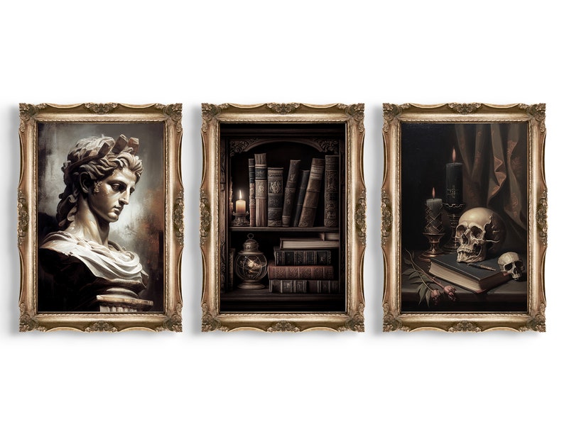 Set of 3 Dark Academia Prints Vintage Gallery Wall Set - Etsy
