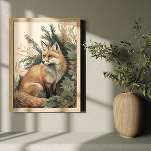 Fox Boho Cottagecore Prints, Animal Wall Art, Bohemian Vintage Painting ...