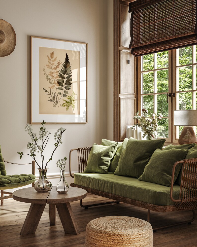 Leaves Boho Cottagecore Prints Botanical Room Decor Moody - Etsy
