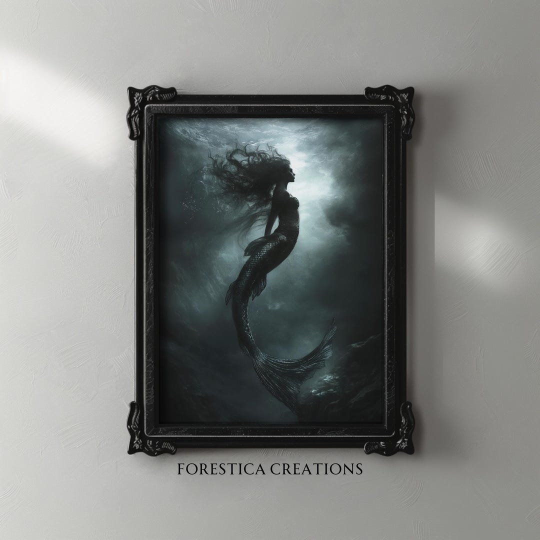 Dark Siren | Creepy Mermaid Art, Dark Fantasy Wall Decor, Moody Sea Art ...