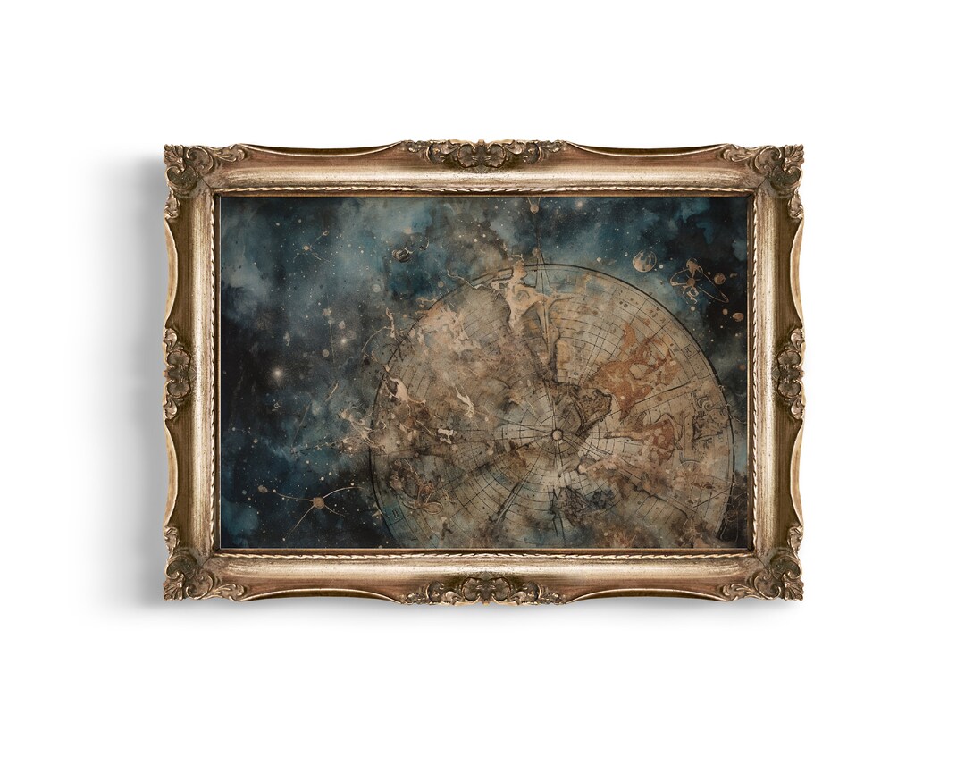 Star Map Vintage Celestial Wall Art, Dark Academia Decor, Antique Tarot ...