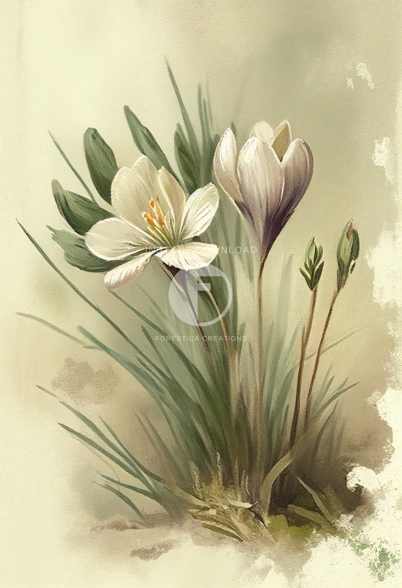 Crocus Vintage Cottagecore Aesthetic Oil Painting Print - Etsy