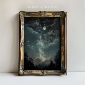 Set of 5 Night Sky Prints | Celestial Gallery Wall Set, Dark Academia Prints, Gothic Home Decor ...