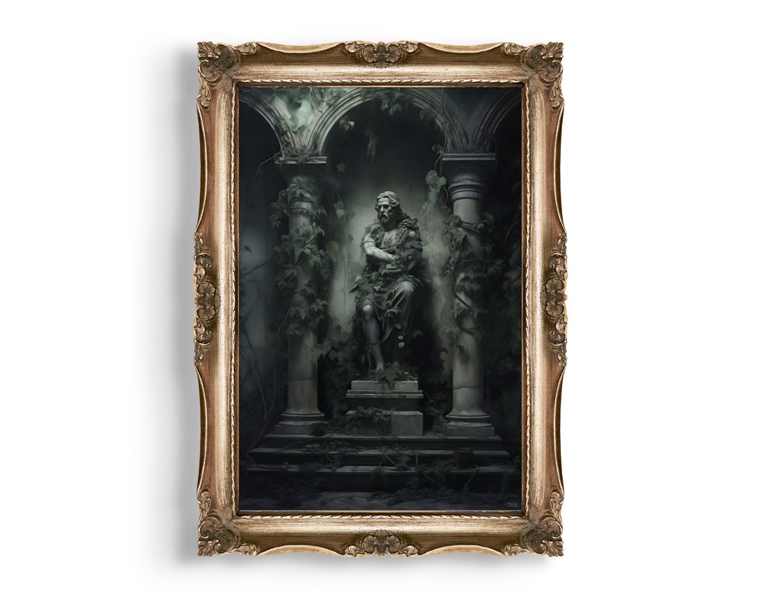 Forgotten Statue | Dark Academia Decor, Botanical Aesthetic, Moody Wall ...