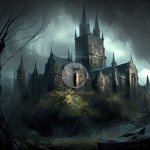 Abandoned Gothic Castle | Goth Cottagecore Wall Art, Dark & Spooky Oil ...