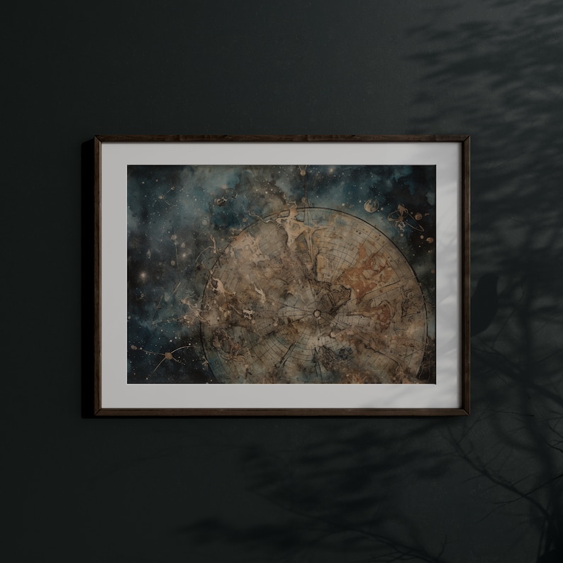 Star Map | Vintage Celestial Wall Art, Dark Academia Decor, Antique ...