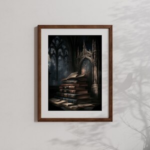 Abandoned Gothic Library | Goth Vintage Books Wall Art, Bookish Oil ...