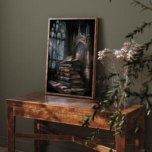 Abandoned Gothic Library | Goth Vintage Books Wall Art, Bookish Oil ...