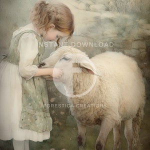 Little Shepherdess Cottagecore Wall Art, Moody Farmhouse Art, Vintage ...