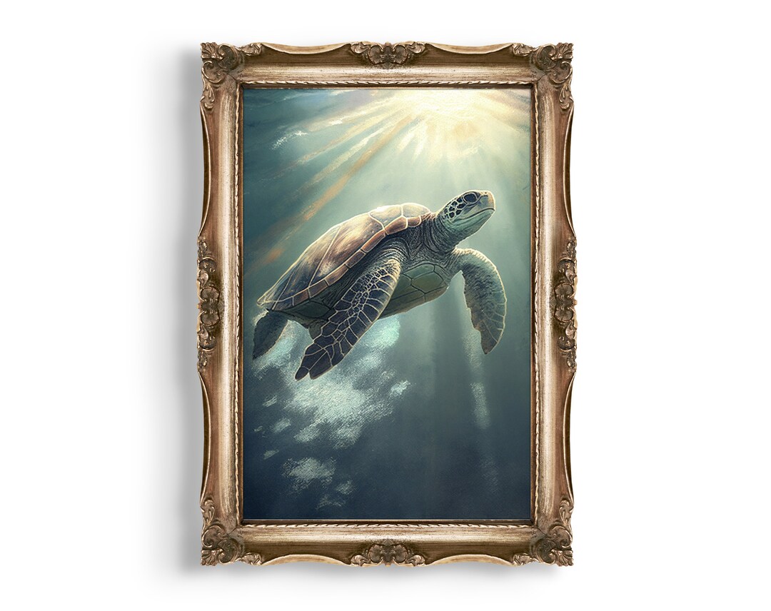 Sea Turtle | Vintage Beach House Decor, Coastal & Ocean Aesthetic ...