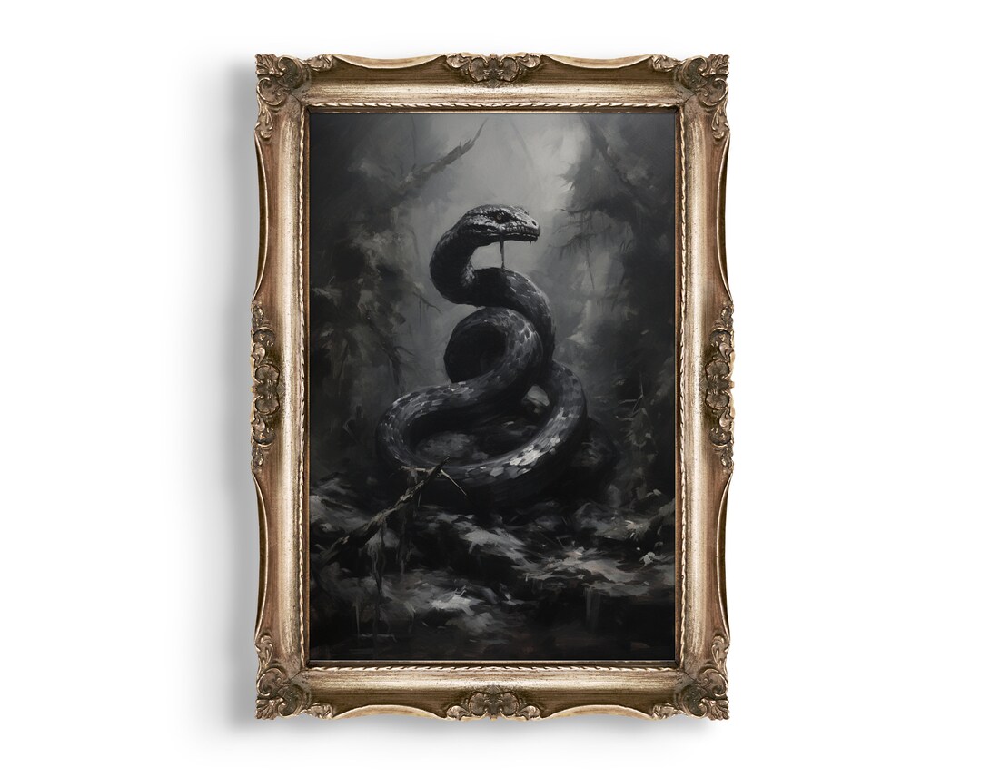 Black Snake Dark Cottagecore Wall Art, Goth Decor, Gothic Home Decor ...