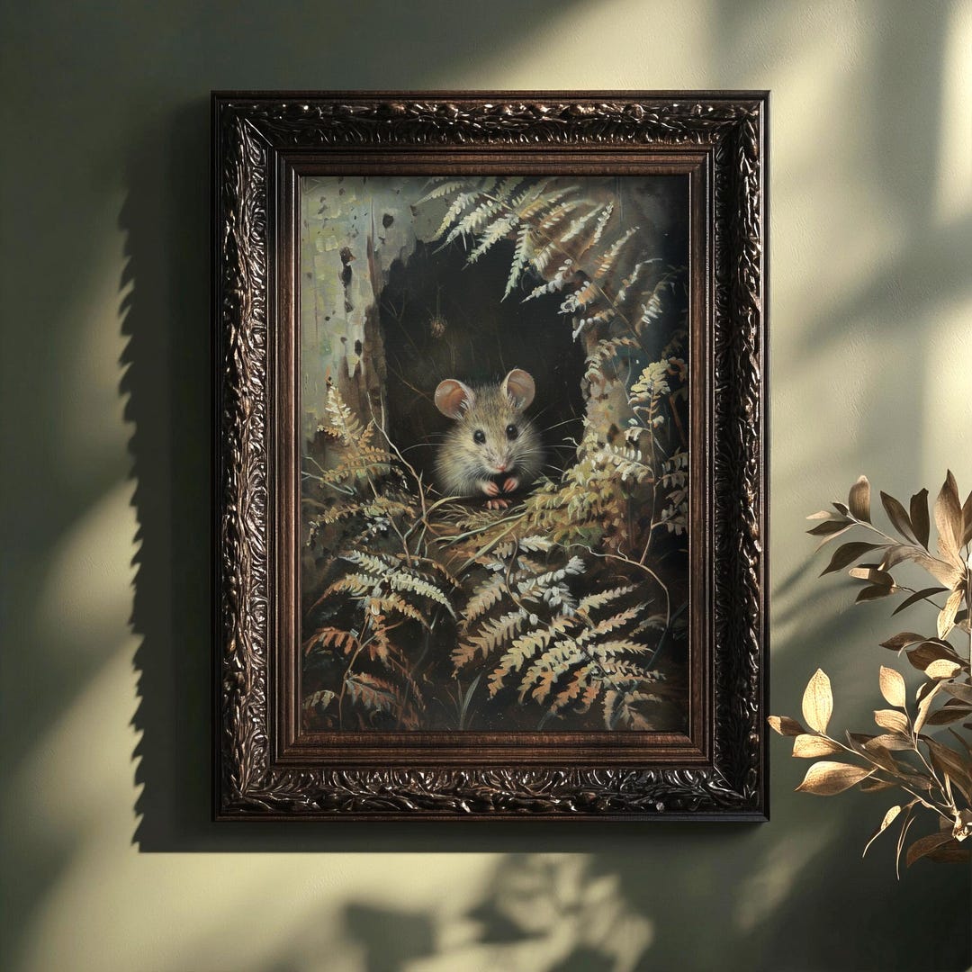 Mouse Home | Cottagecore Prints, Moody Nature Painting, Animal Wall Art ...
