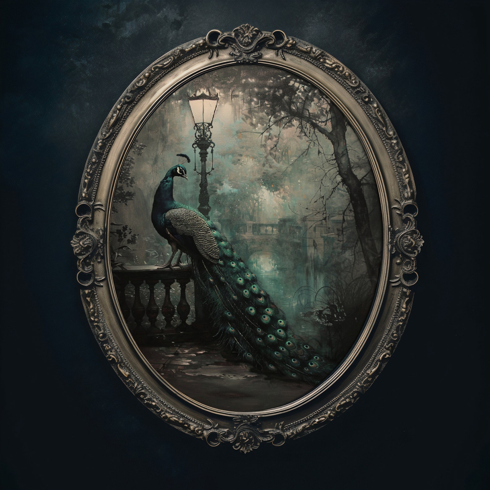 Peacock at Night | Dark Academia Decor, Goth Cottagecore Wall Art ...