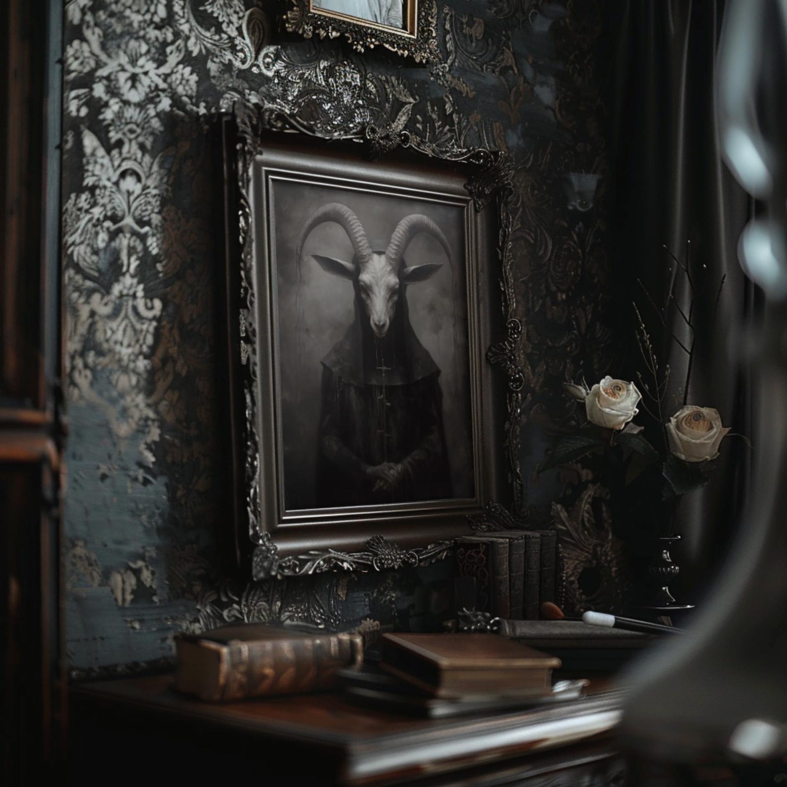 Ram Priest | Halloween Prints, Gothic Wall Art, Goth Room Decor, Dark ...